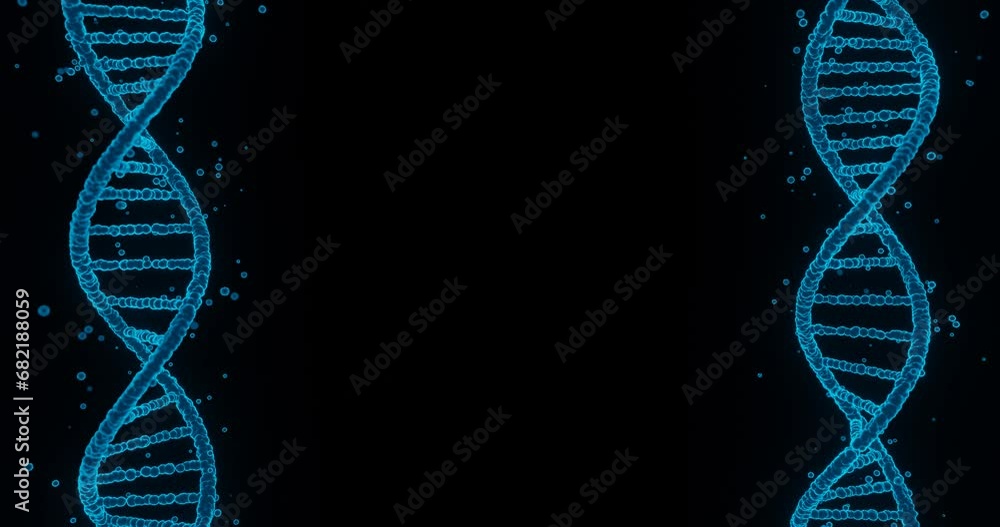 Abstract animated construction of a DNA molecule from particles ...