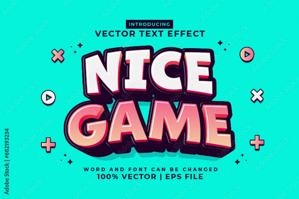 Editable text effect Nice Game 3d cartoon template style premium vector ...