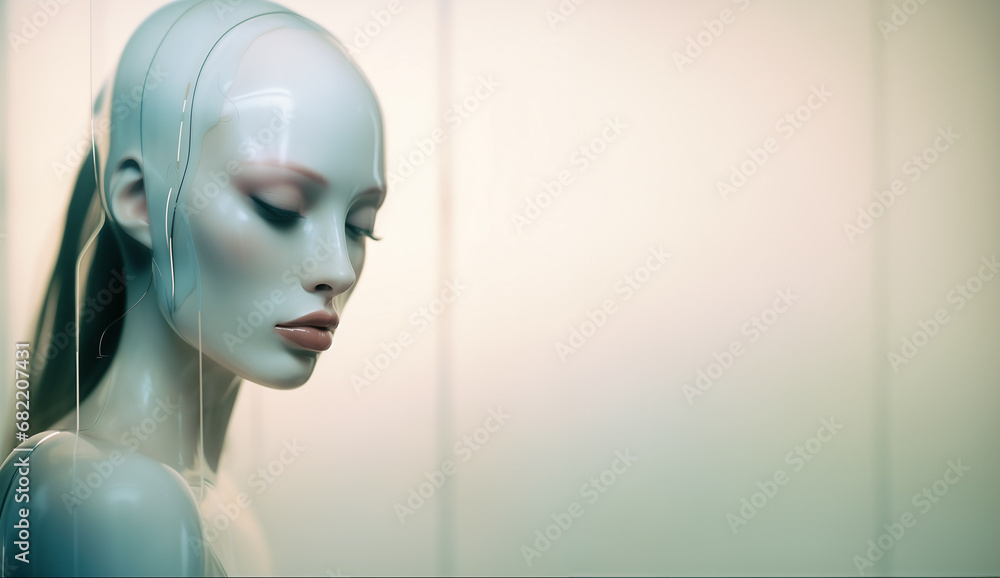 Newly manufactured augmented biomechatronic cyborg female in stasis ...