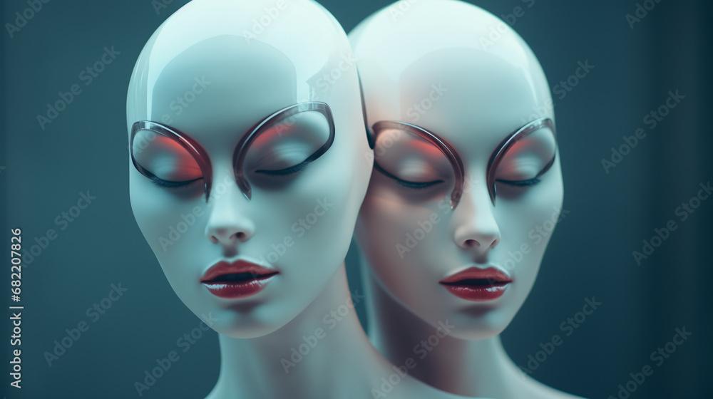 Newly augmented synthetic biomechatronic android robotic female twins ...