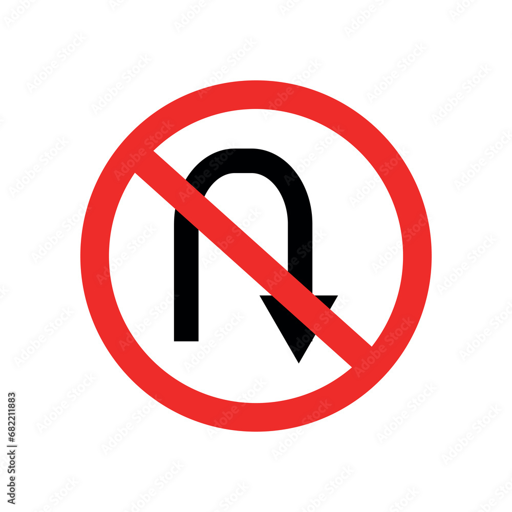 Vector illustration of traffic sign, no turning right, traffic sign ...