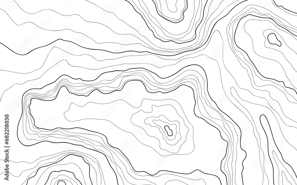Topographic map background illustration of island hand drawn. Contour ...
