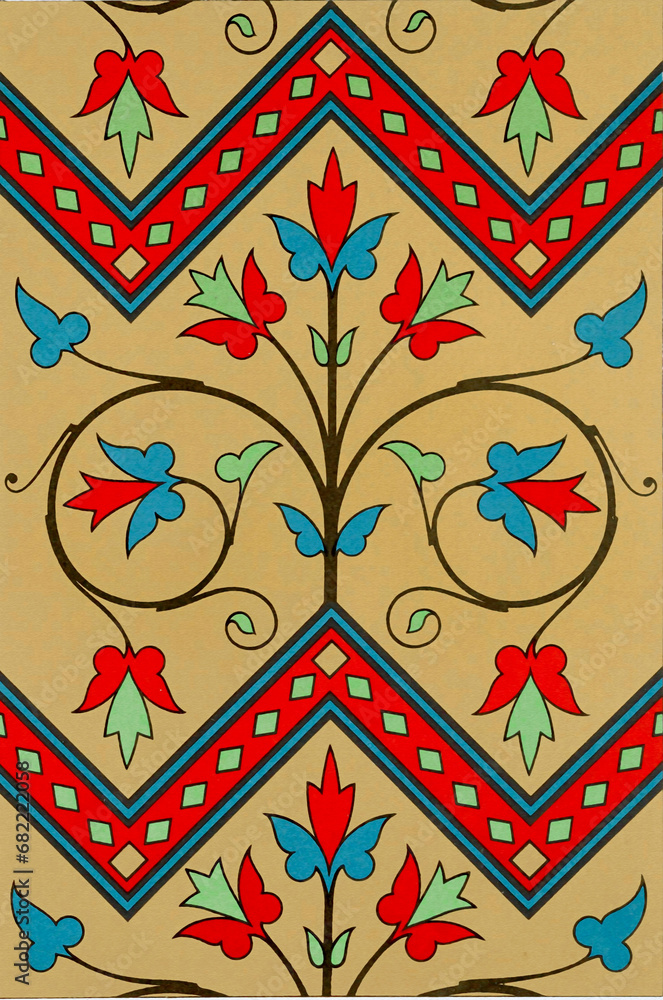 Stencil floral art backgrounds inspired by medieval designs Stock ...