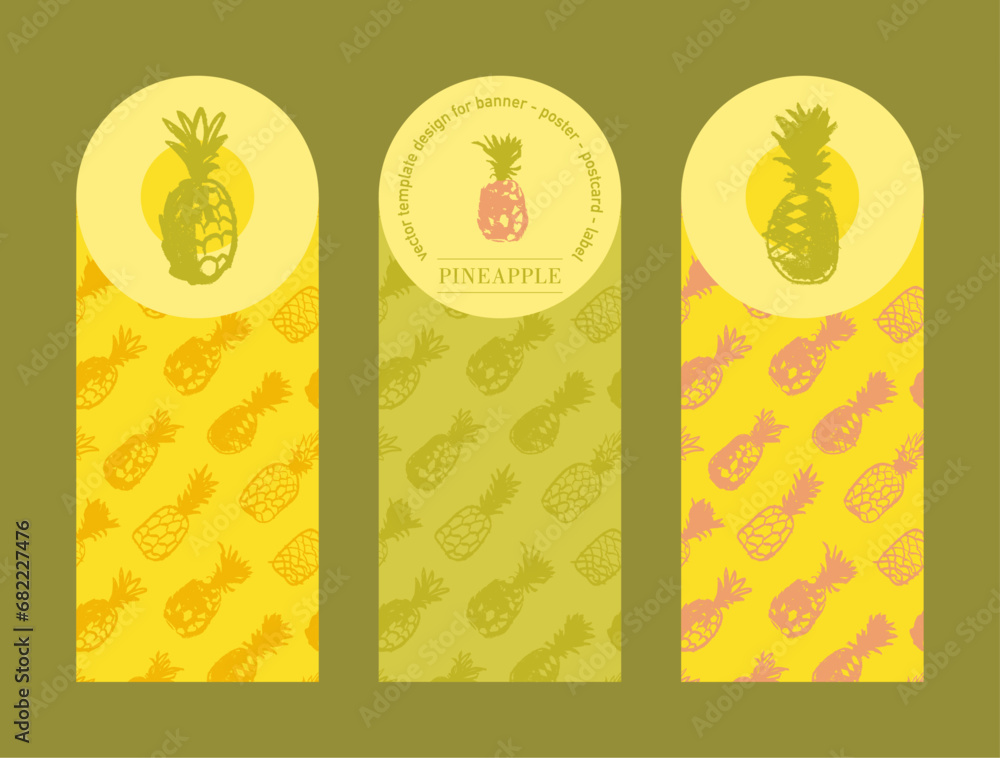 Vector template design for postcards, banner design, fruity labels ...