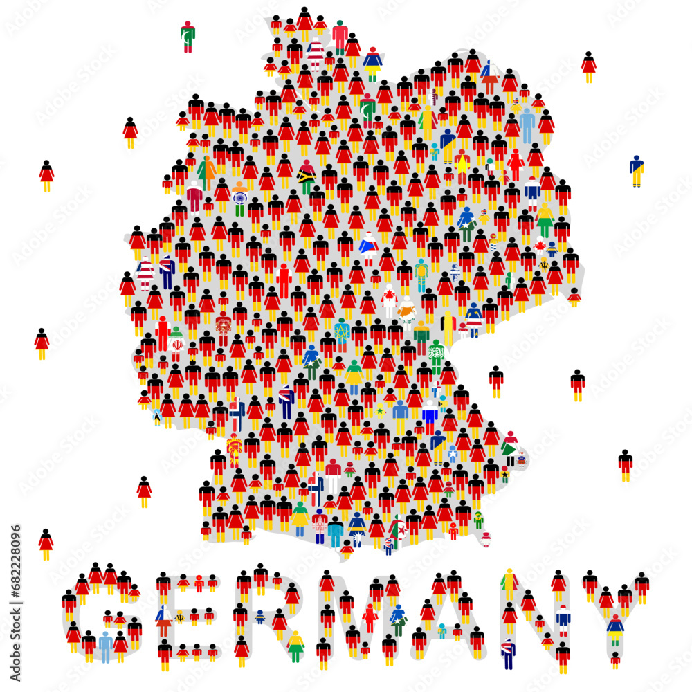 A large group of people in the shape of the map of Germany. Crowd of ...