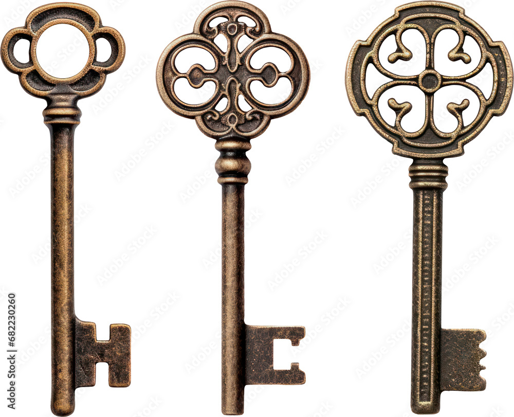Old key set transparent background PNG clipart Stock Photo | Adobe Stock