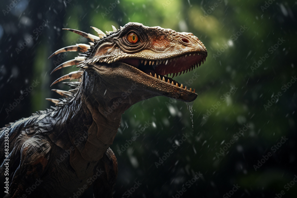 Raptor in the rain, Velociraptor dinosuar, Primitive Hunter, Fierce ...