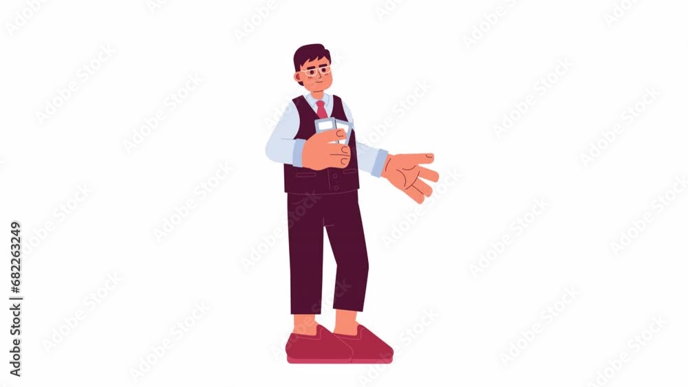 Flight attendant male cartoon animation. Airline steward asian ...