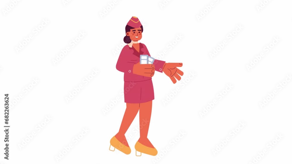 Stewardess flight attendant cartoon animation. Airline air hostess ...