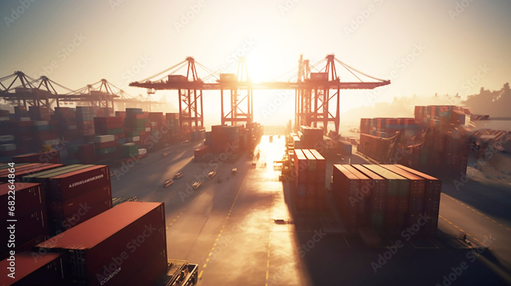 Cargo Operations at Busy Wharf: Industrial Shipping and Logistics ...