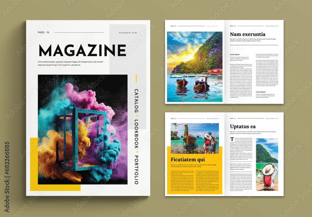 Yellow Magazine Layout Stock Template | Adobe Stock