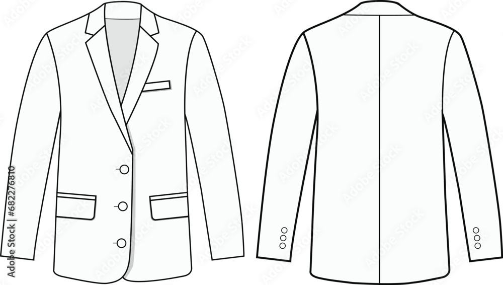 blazer Vector line art outline breasted blazer collection for size ...
