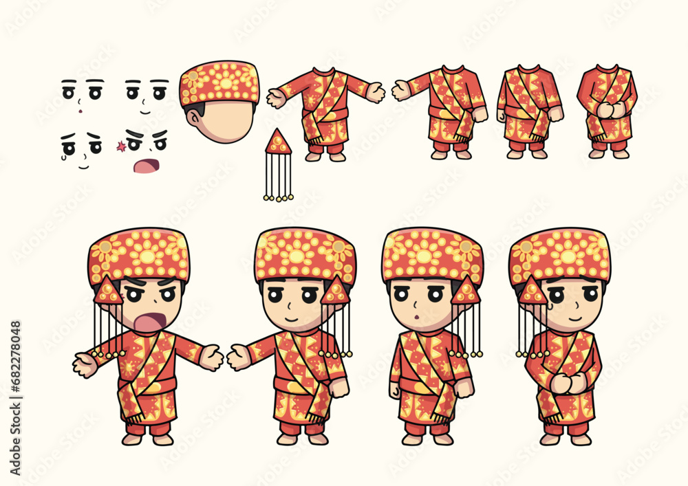 Bangka Belitung Traditional Costume Set of Indonesian traditional ...