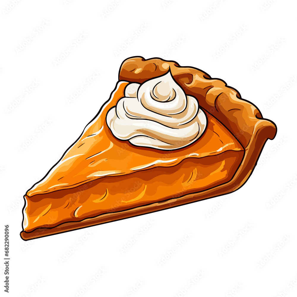 Pumpkin pie in cartoon style on transparent background, Pumpkin pie ...