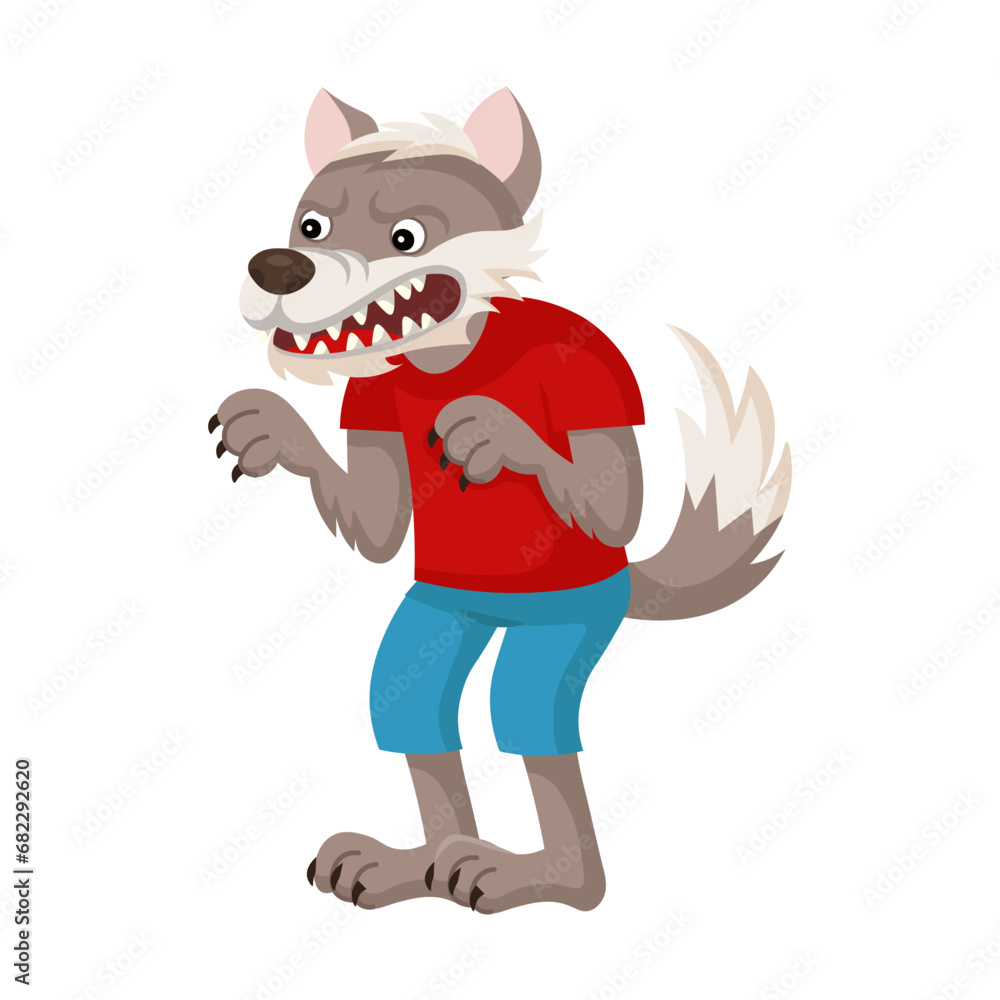 Cartoon character angry wolf. The Three Little Pigs. Stock Vector ...