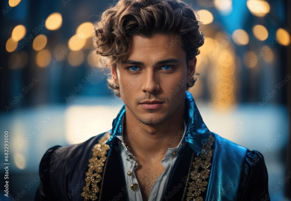handsome young prince men, wearing blue suit Stock Photo | Adobe Stock