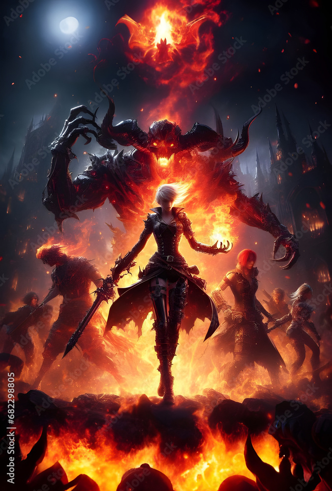 Fiery woman and evil monsters ,The Last Stand: An AI Generated ...