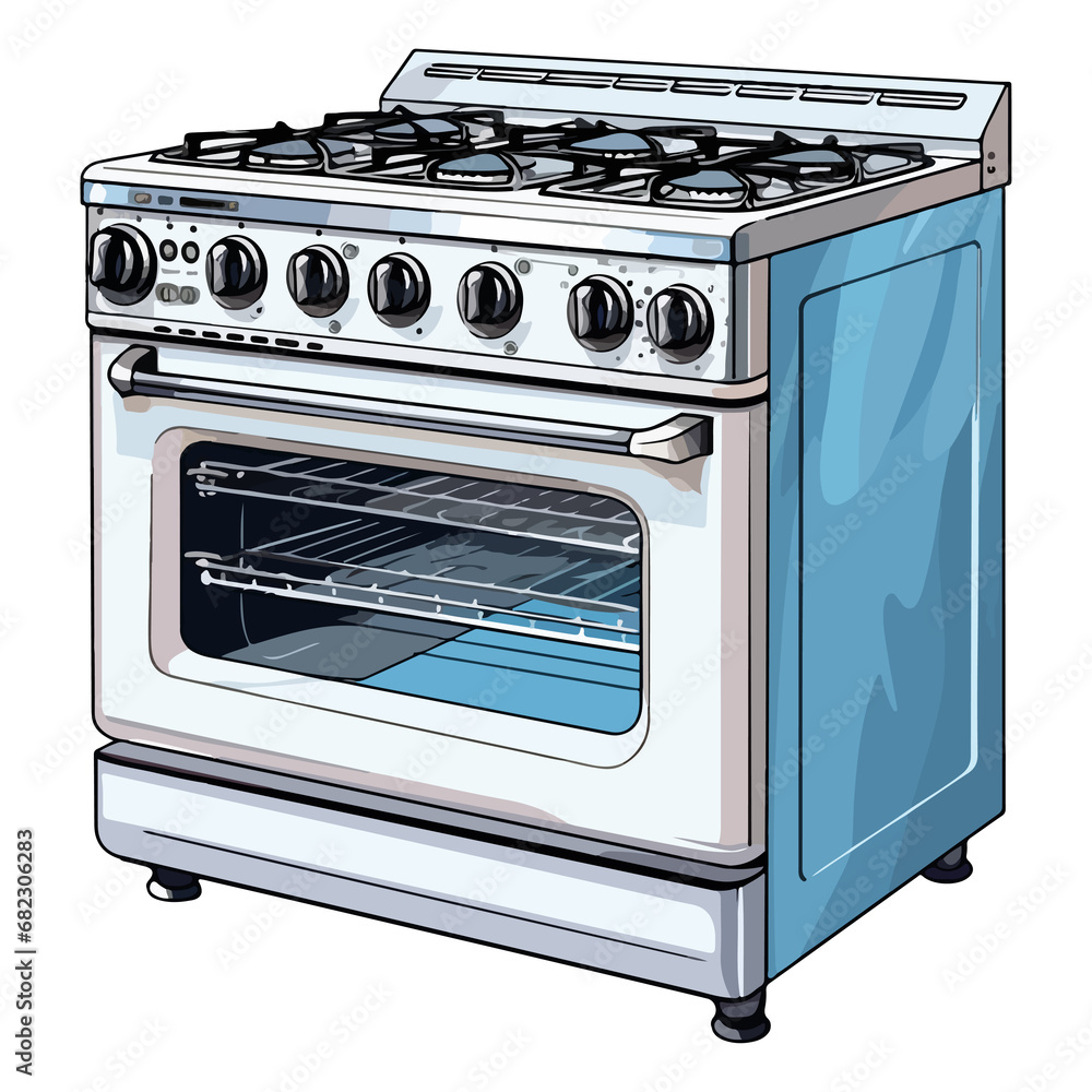 Stove in cartoon style on transparent background, Stove sticker design ...