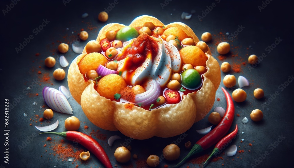 A realistic high-resolution photograph of Pani Puri, featuring crisp ...