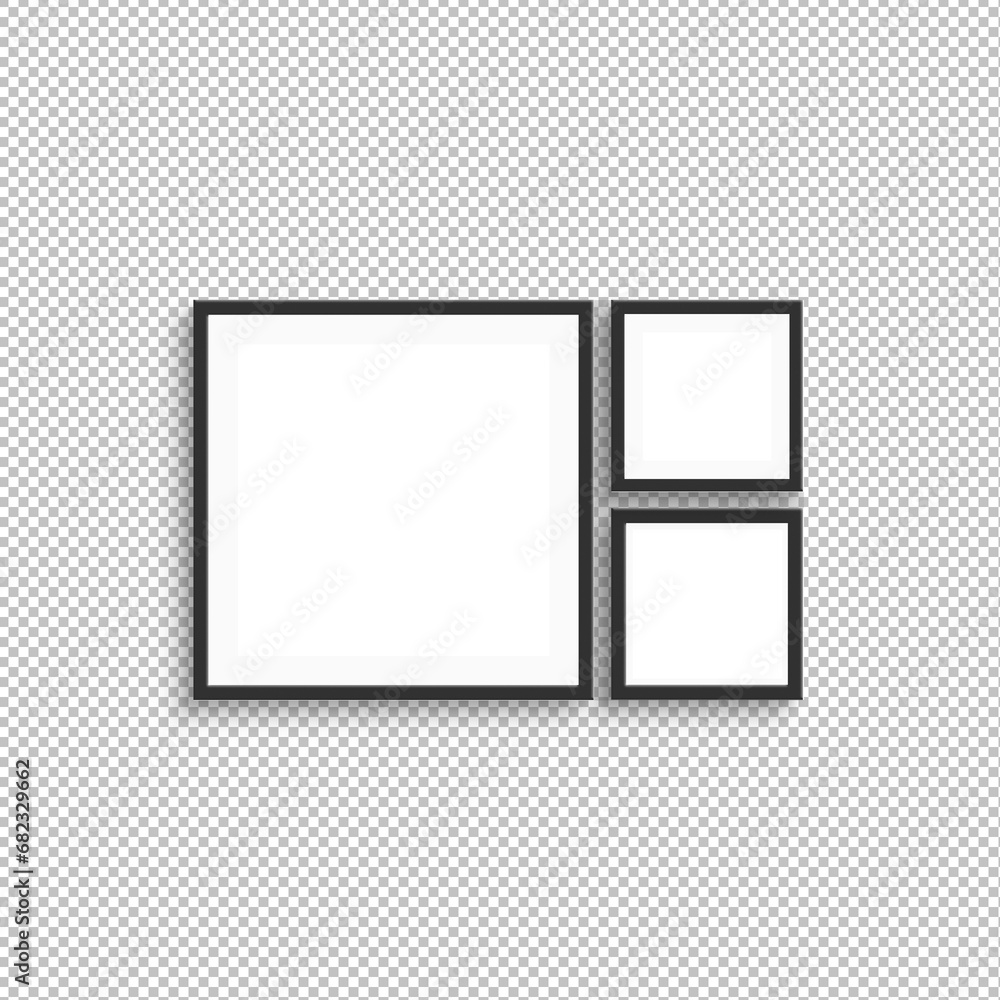 Three square frame mock up isolated on png transparent background. 3d ...