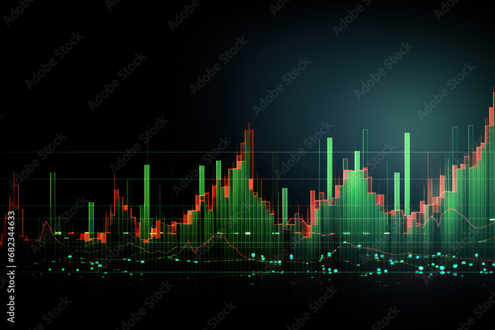 graphique de marché boursier, schéma de chandelier avec courbe de ...