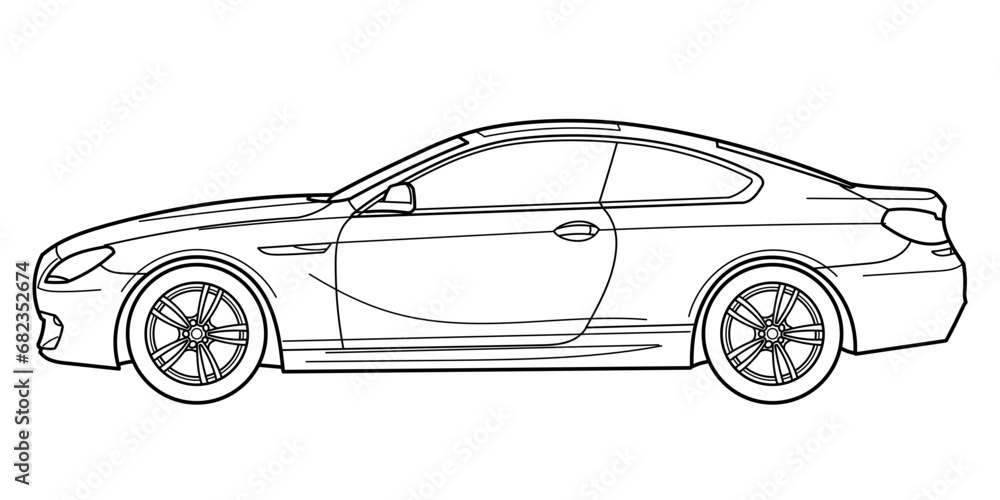 Ivano-Frankivsk, Ukraine - 9 November 2023: Outline drawing of a BMW ...