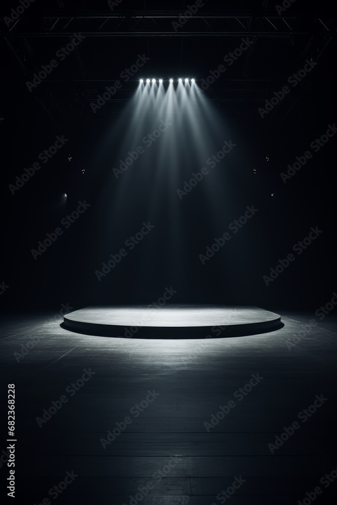 An empty stage with a single spotlight focusing on the center AI ...