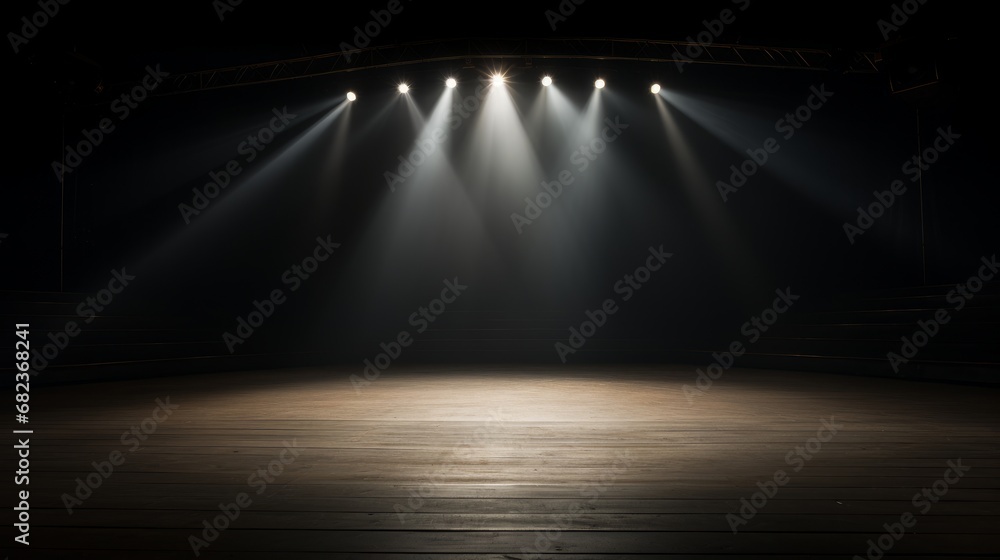 An empty stage with a single spotlight focusing on the center AI ...