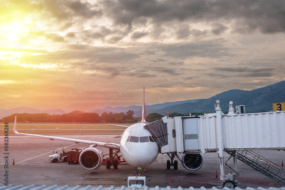 Aircraft ready for boarding, Getting ready for departure in the ... Aircraft ready for boarding, Getting ready for departure in the ...