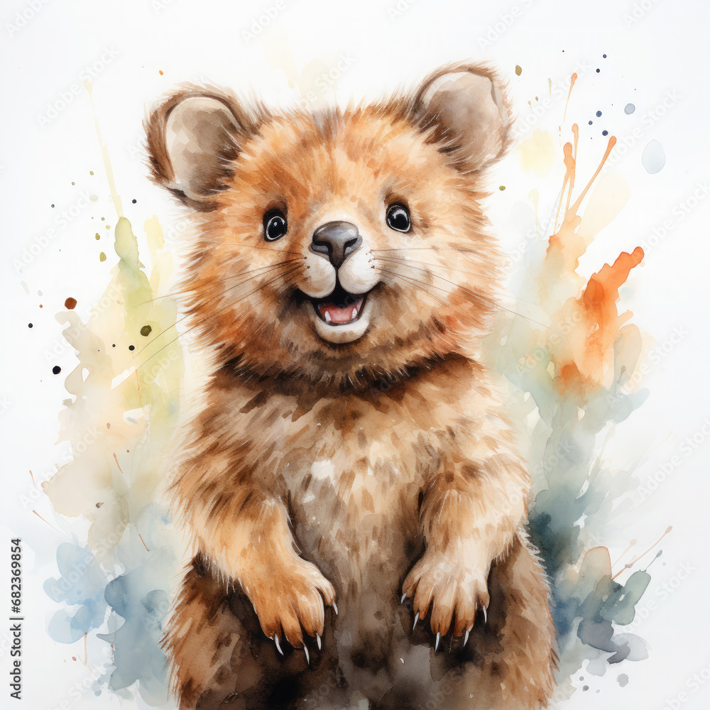 Watercolor Quokka Clipart illustration Generative Ai Stock Illustration ...