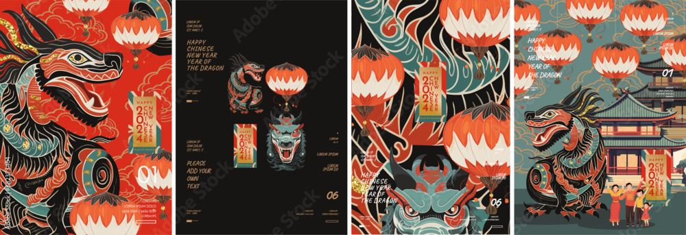Year of the Dragon 2024. Chinese New Year. Vector illustration of ...
