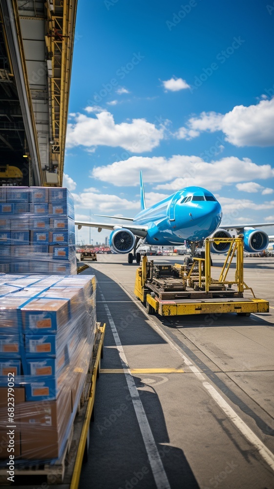 loading cargo onto an aircraft for passengers outside the airport in ...