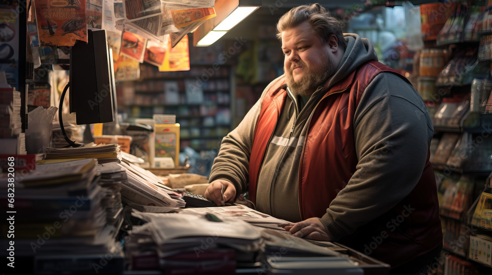 Fat overweight comic book shop owner. Concept of Comic Book Enthusiast ...