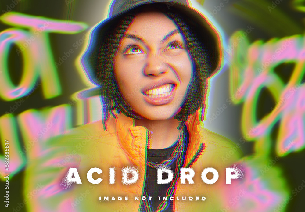 Acid Drop Photo Effect Mockup Stock Template | Adobe Stock