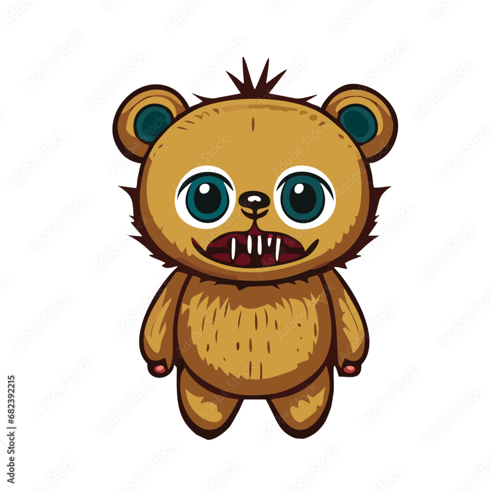 Evil monster teddy bear with sharp teeth. Vector clip art illustration ...