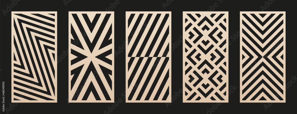 Laser cut patterns set. Vector collection of CNC cutting templates with ...