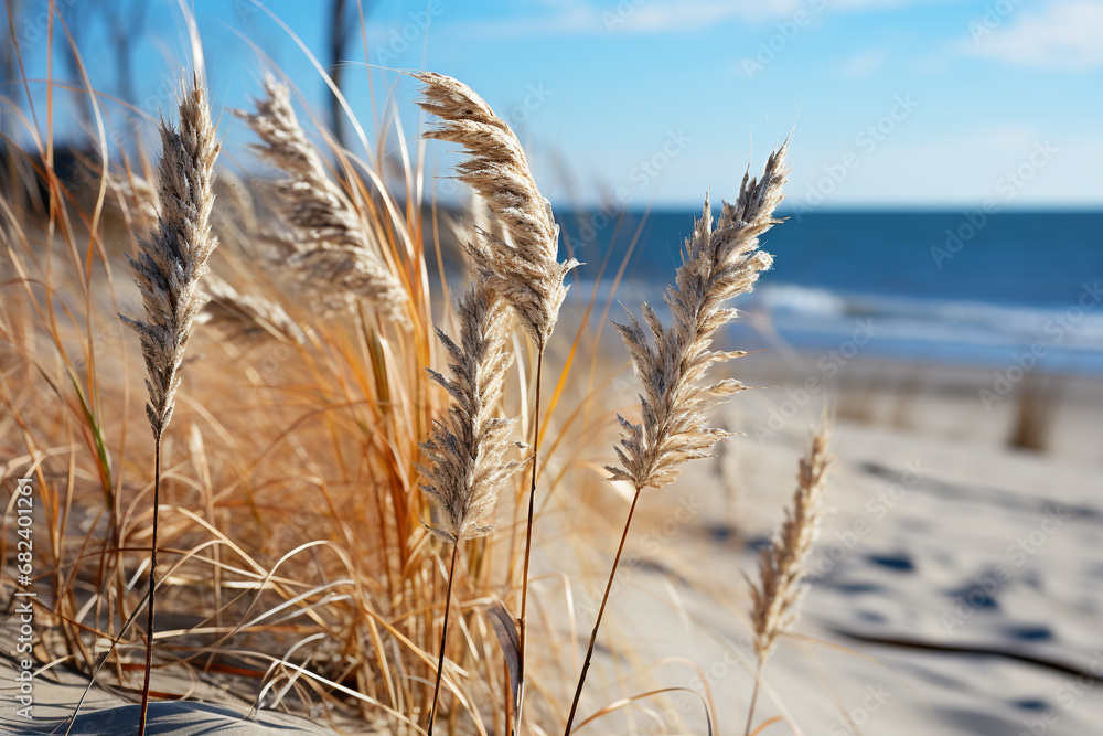 vibrant unique and resilient sea oats that grow in sandy environment of ...
