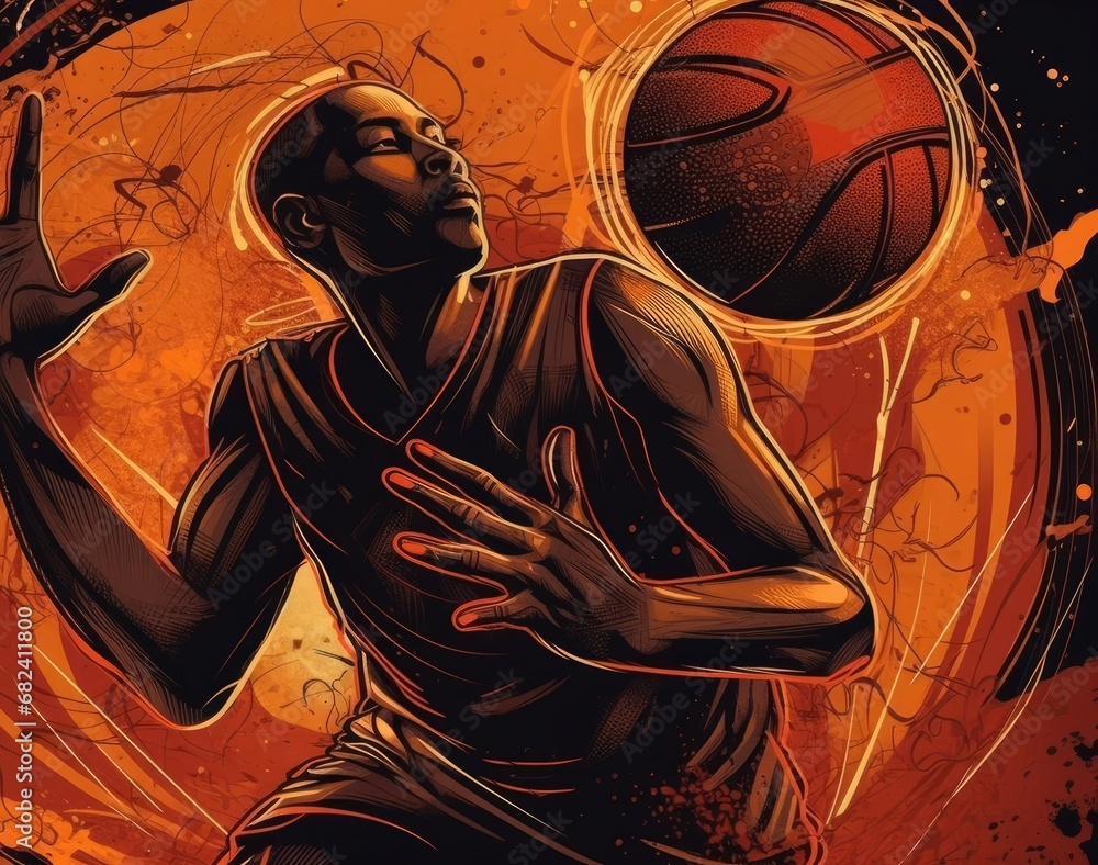 Skilled Athlete Showing Off His Basketball Skills in a Striking ...