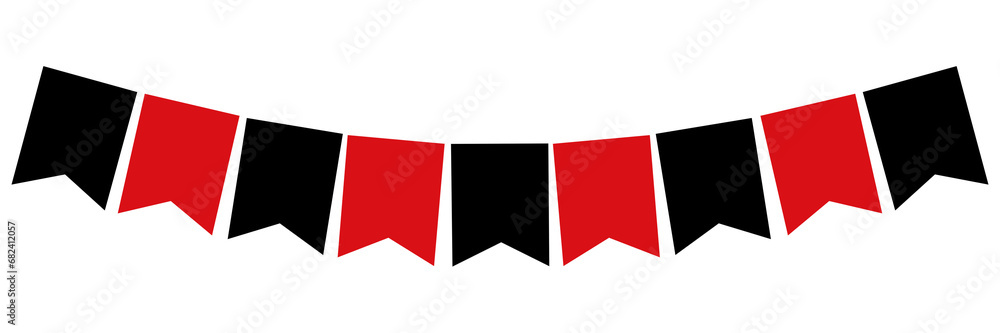 Ilustración de banderines de cumpleaños rojo y negro en fondo ...