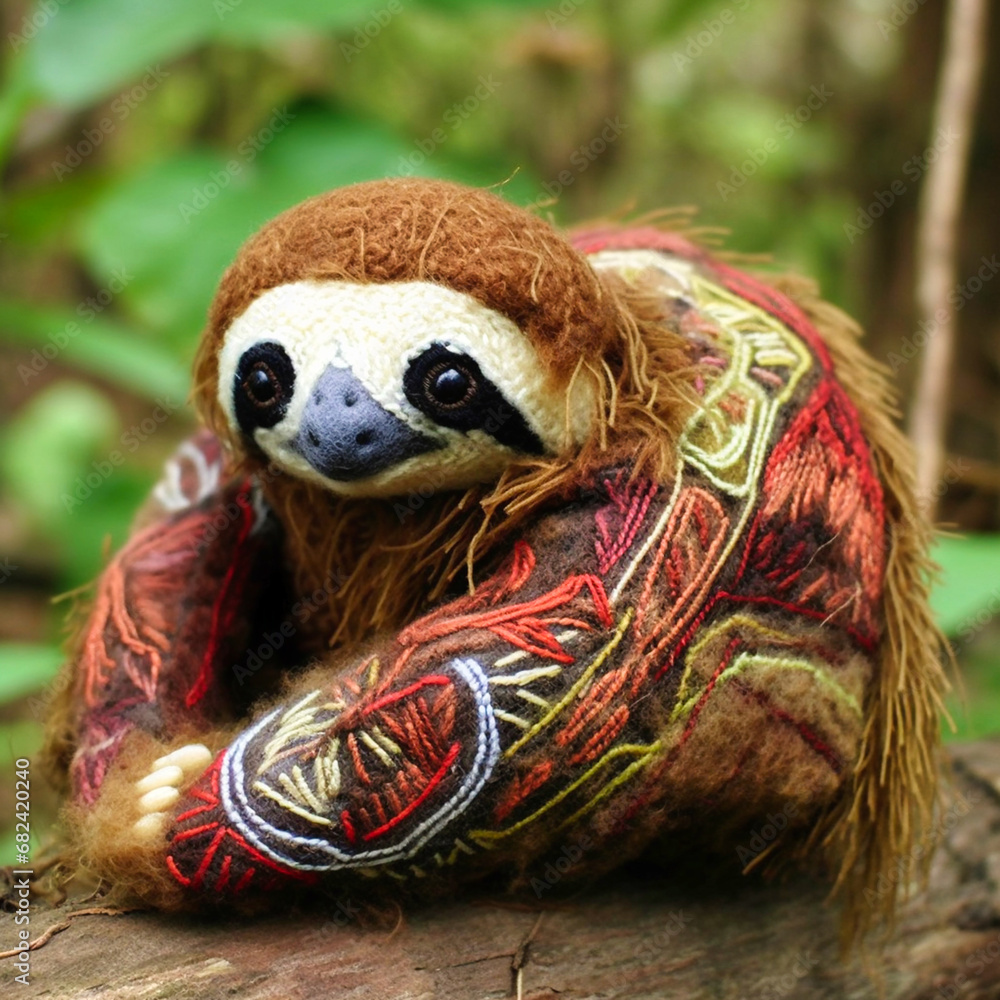 Three-toed sloth smiling Stock Photo | Adobe Stock