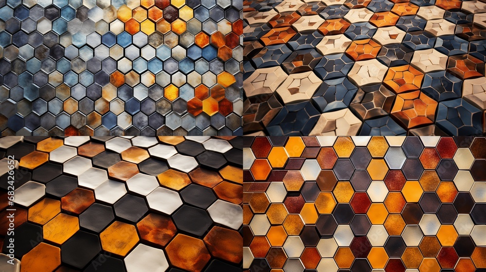 Interlocking hexagonal patterns creating a visually captivating mosaic ...