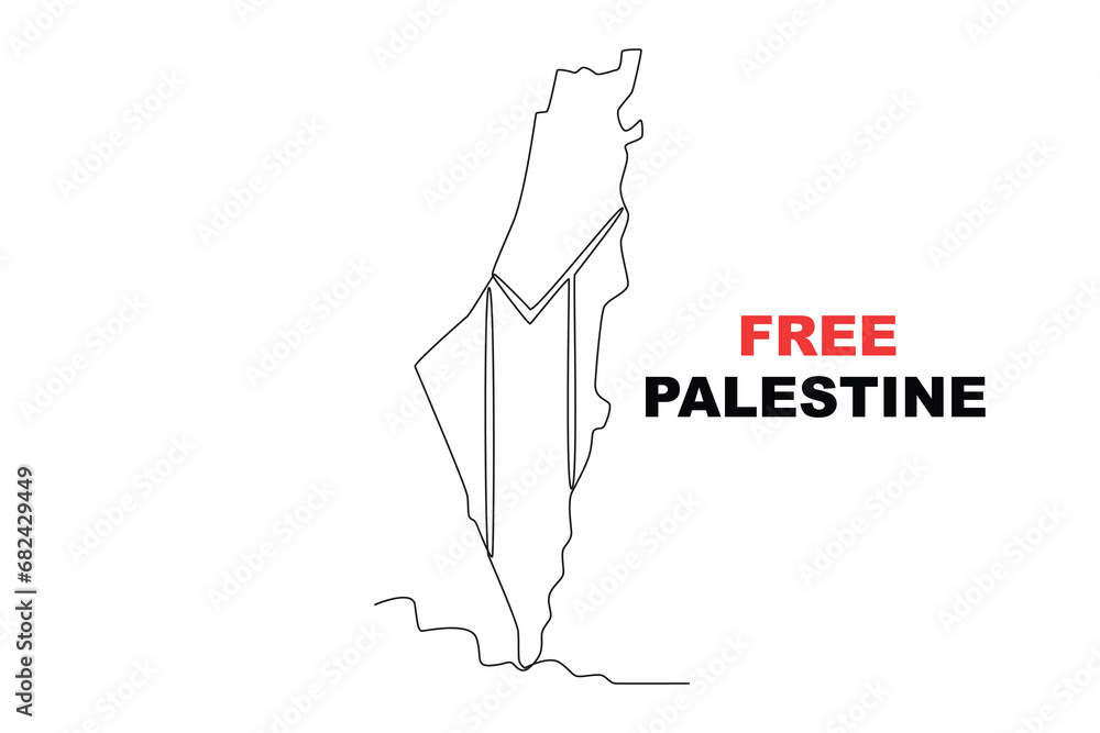 Vetor de A map of Palestine. Palestine solidarity one-line drawing do ...
