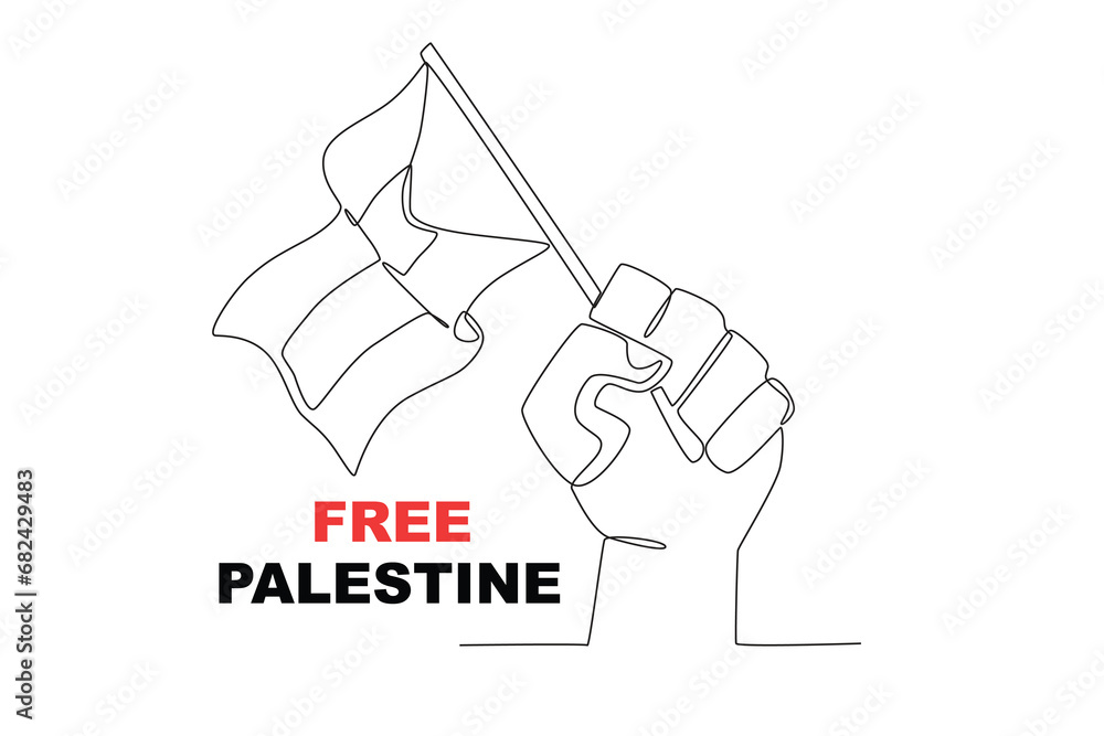 Illustration A hand holding a Palestinian flag. Palestine solidarity ...