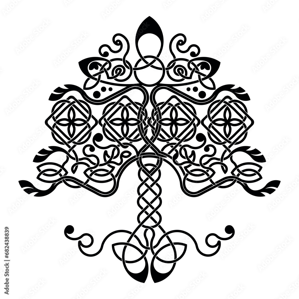 Tree of life pattern. Celtic. Intertwining tree. Frame with ...