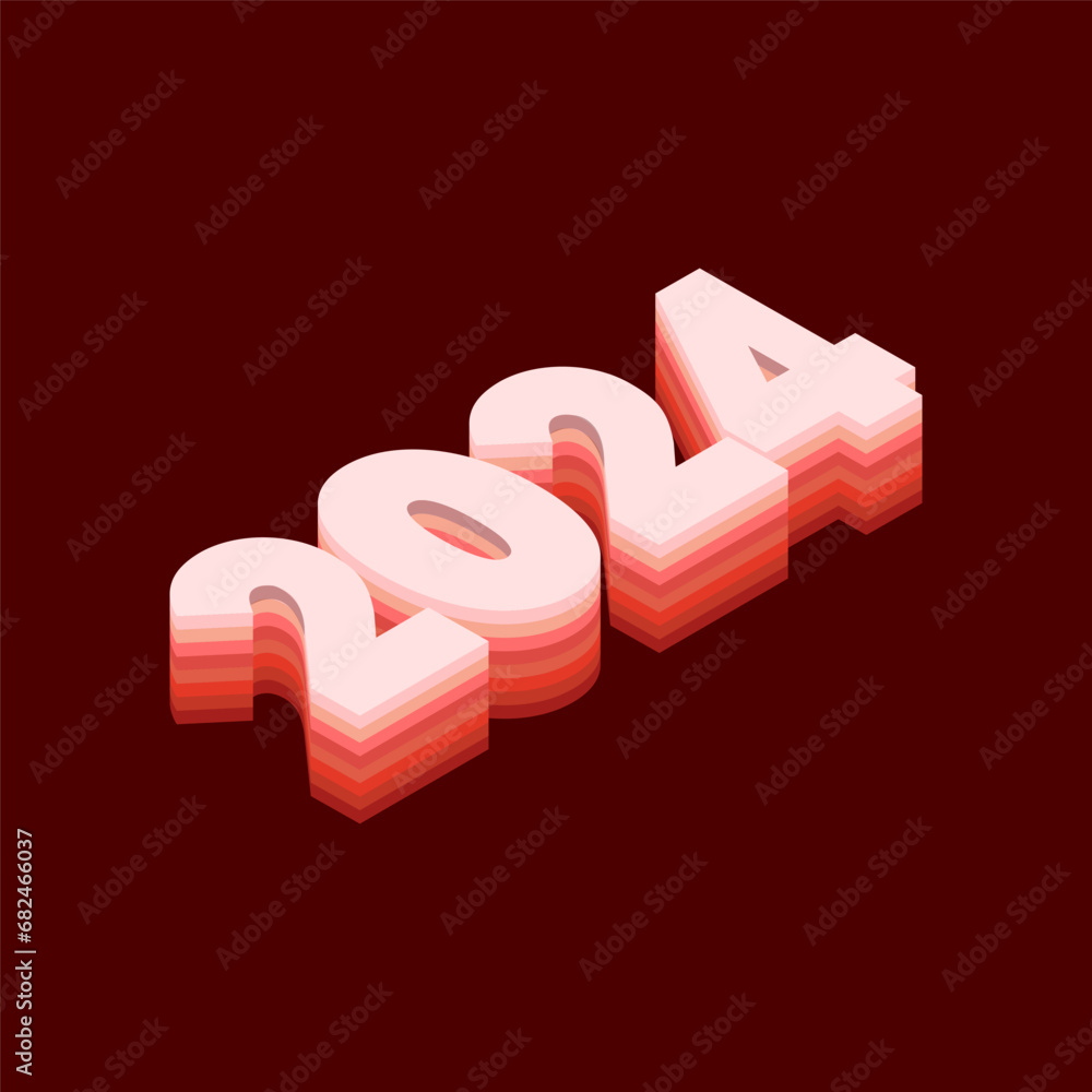 3D isometric text effects for upcoming 2024-year, 3D text effect, 3D ...