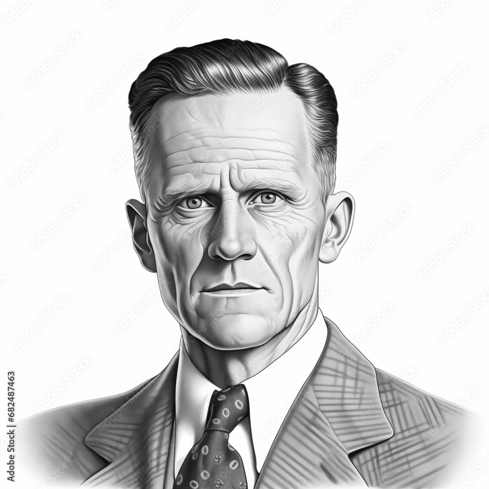 Black and white vintage engraving, headshot portrait of Philo Taylor ...