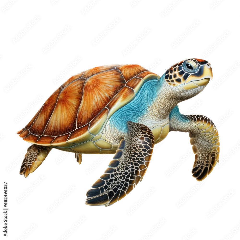a Green Sea Turtle swimming, in motion in a PNG, in an Aquatic-themed ...