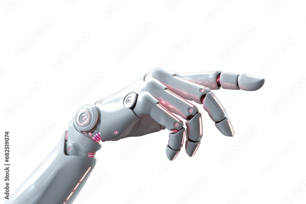 White female cyborg robotic hand pointing his finger - 3D rendering ...