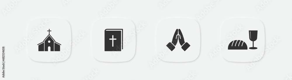 Church icon. Bible symbol. Communion icons. Prayer sign. Christian ...