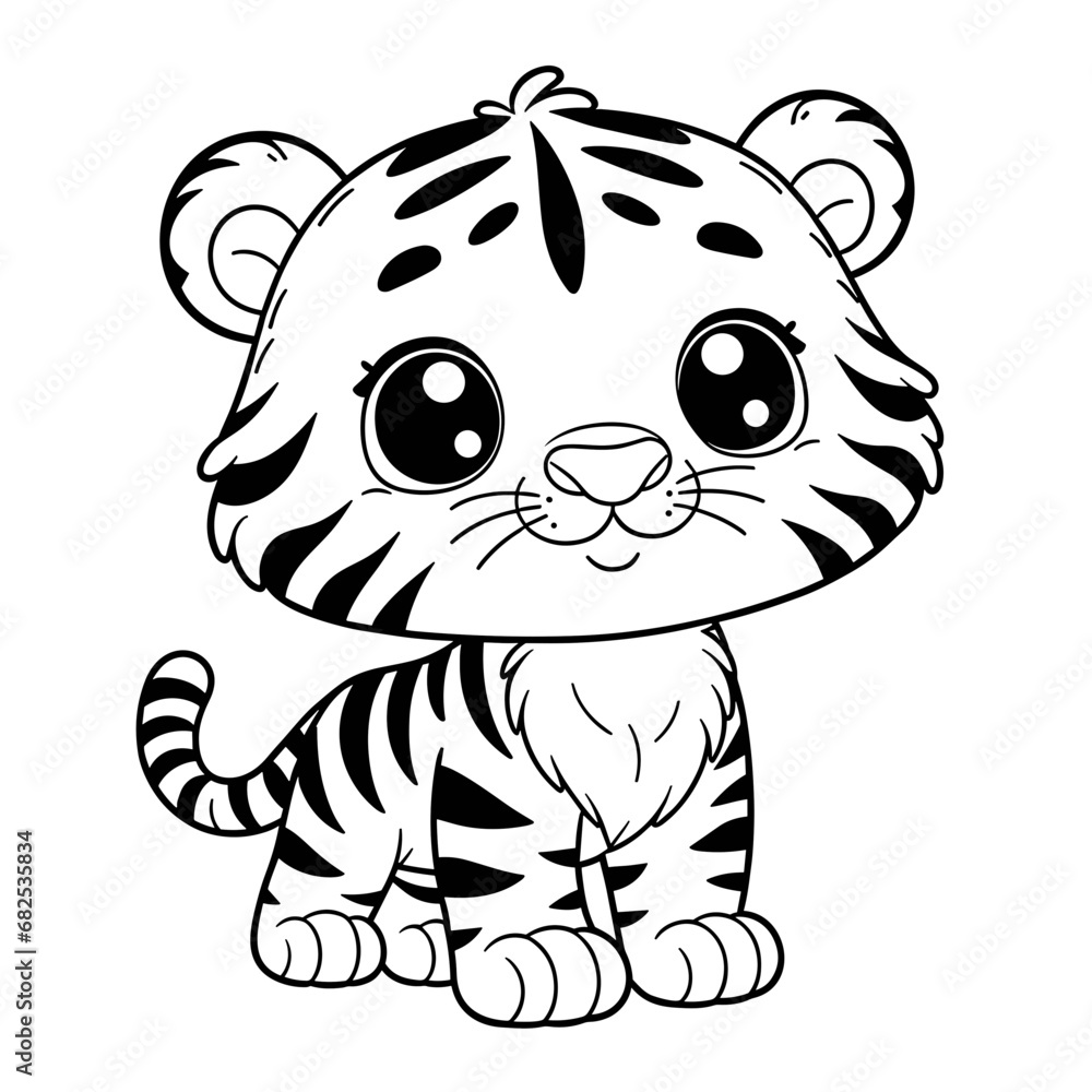 Cute friendly Tiger with stripes, wild tiger rainforest themed ...